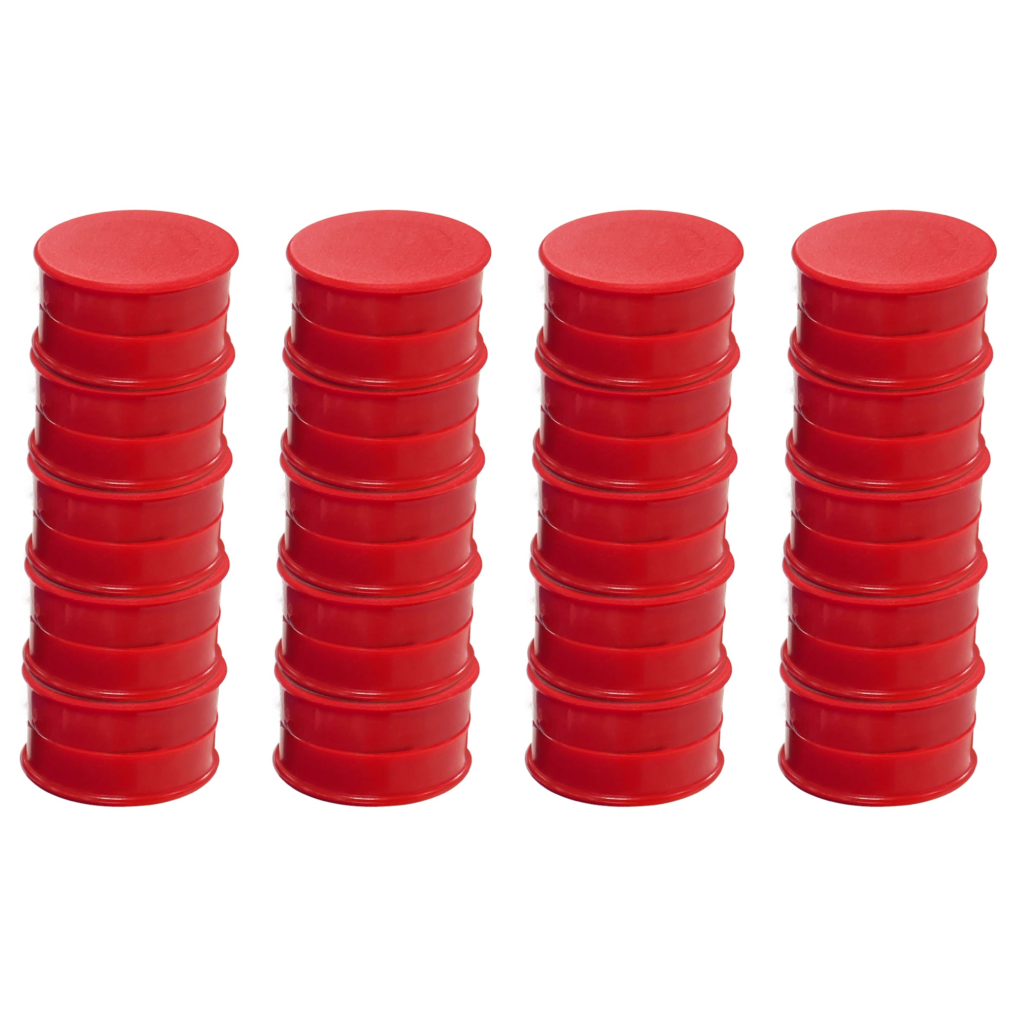 Pack of 36 Red Coloured Round Flat Magnets - 24mm Whiteboard Notice Bo ...