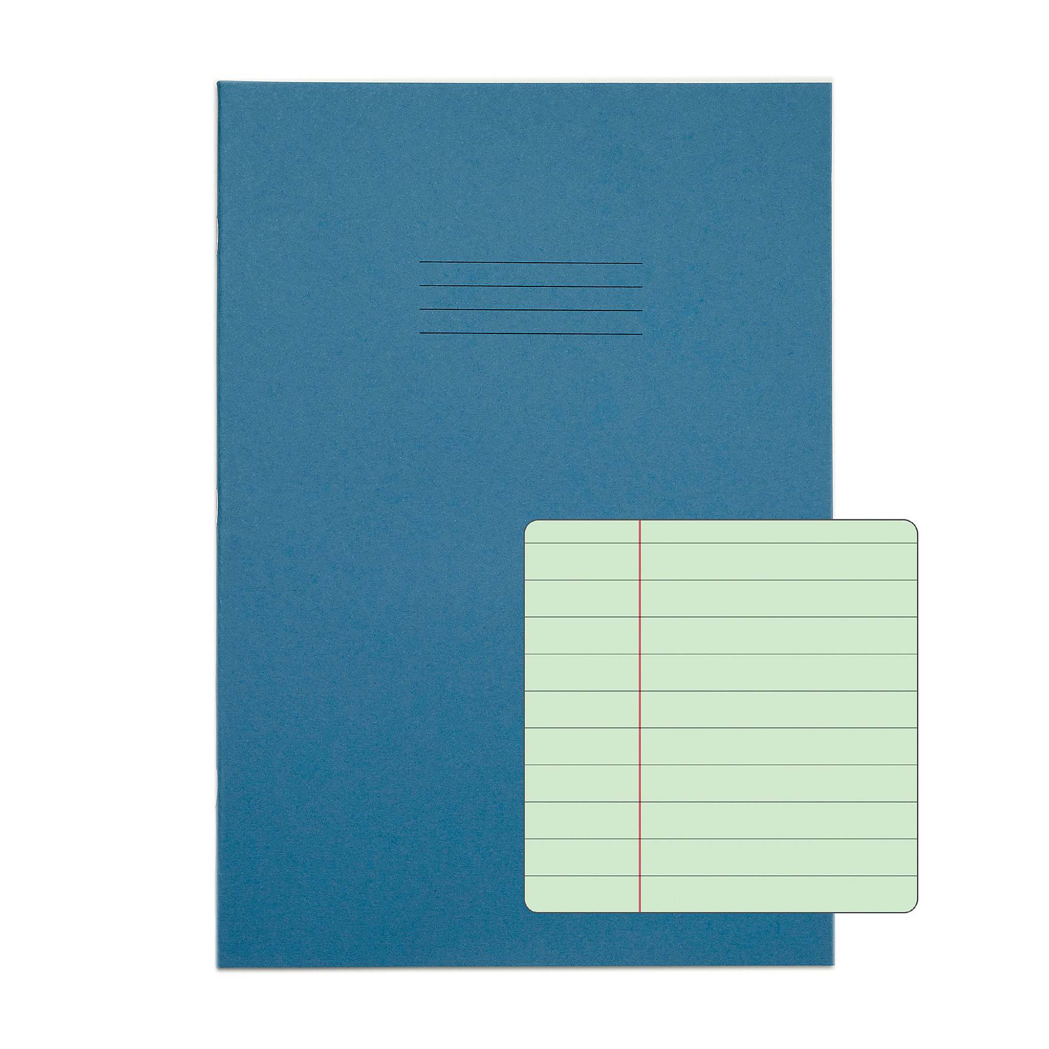 Rhino A4 48 Page Light Blue with Green Tinted Paper 8mm Lined with Mar ...