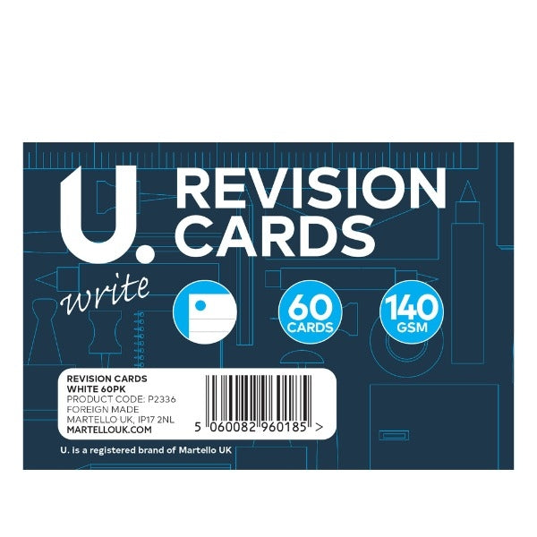 Pack of 60 White Revision Cards– Shop Inc