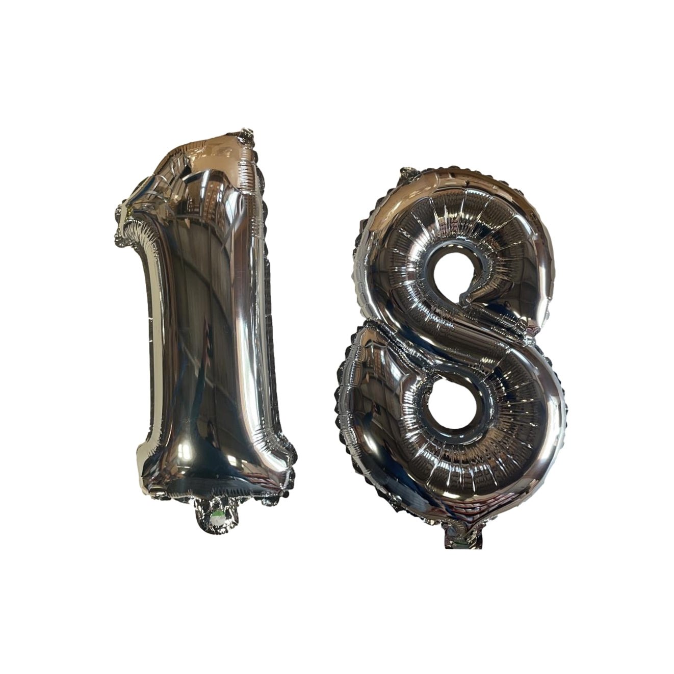 Silver Number 18 Foil Balloons With Ribbon and Straw for inflating ...
