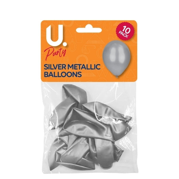 Pack of 10 Silver Metallic Balloons– Shop Inc