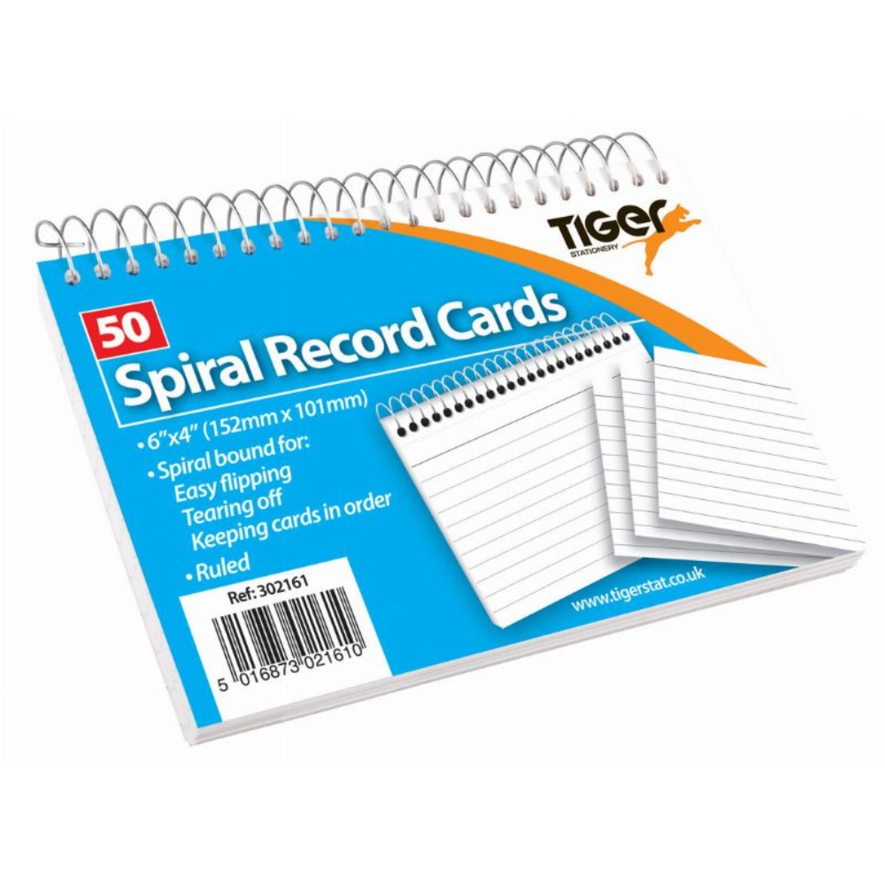 Pack of 50 Sheet of White Spiral Ruled Record Cards 6"X 4"– Shop Inc