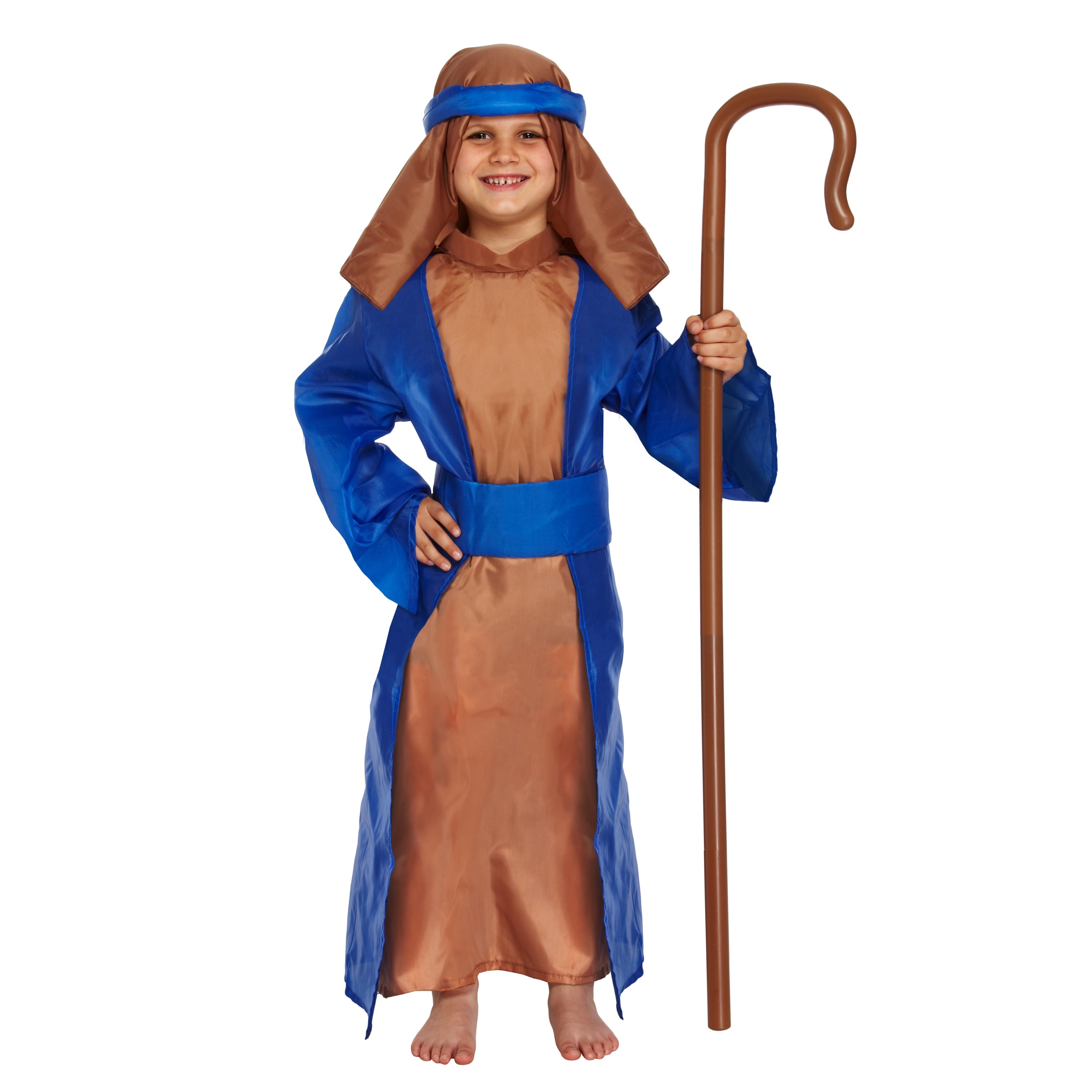 Child Shepherd Blue 7-9 Years Medium Fancy Dress Up Costume Nativity ...