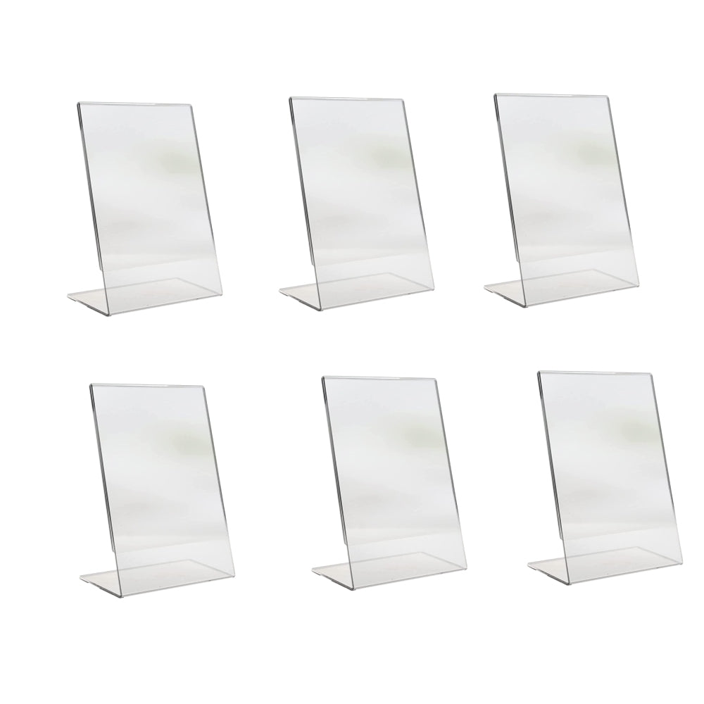 Pack of 6 A6 Vertical Design L-Shape Transparent Acrylic Label Sign Ho ...