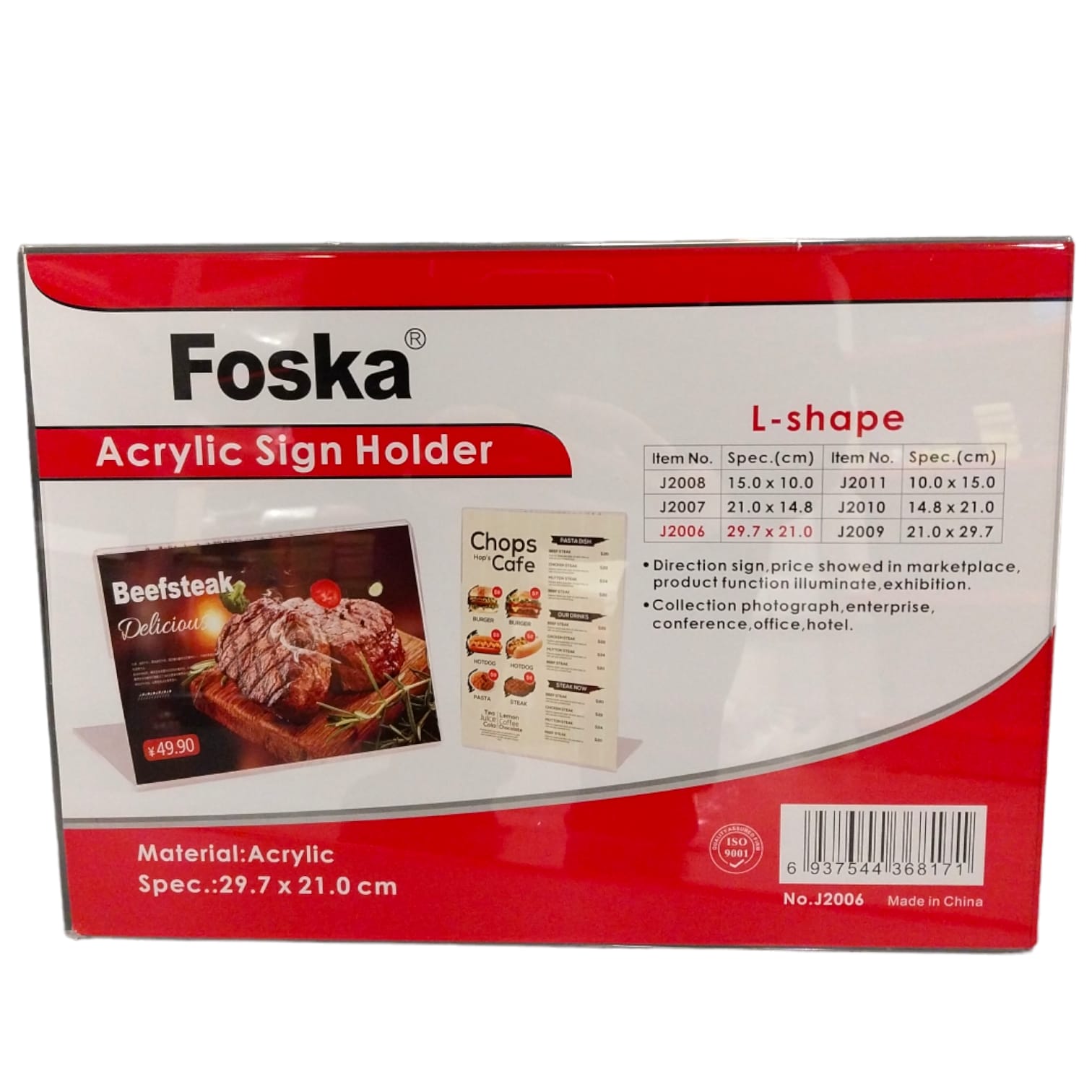A4 Horizontal Design L-Shape Transparent Acrylic Label Sign Holder ...