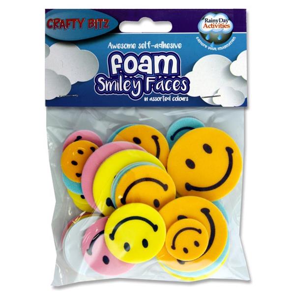 Pack of 30 Smiley Faces Foam Stickers by Crafty Bitz– Shop Inc