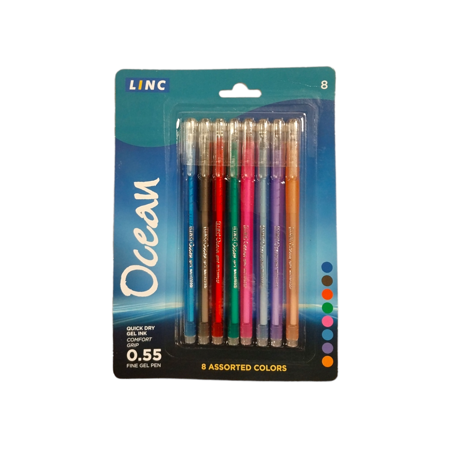 Pack of 8 Linc Ocean Assorted Colours Blister Gel Pens– Shop Inc