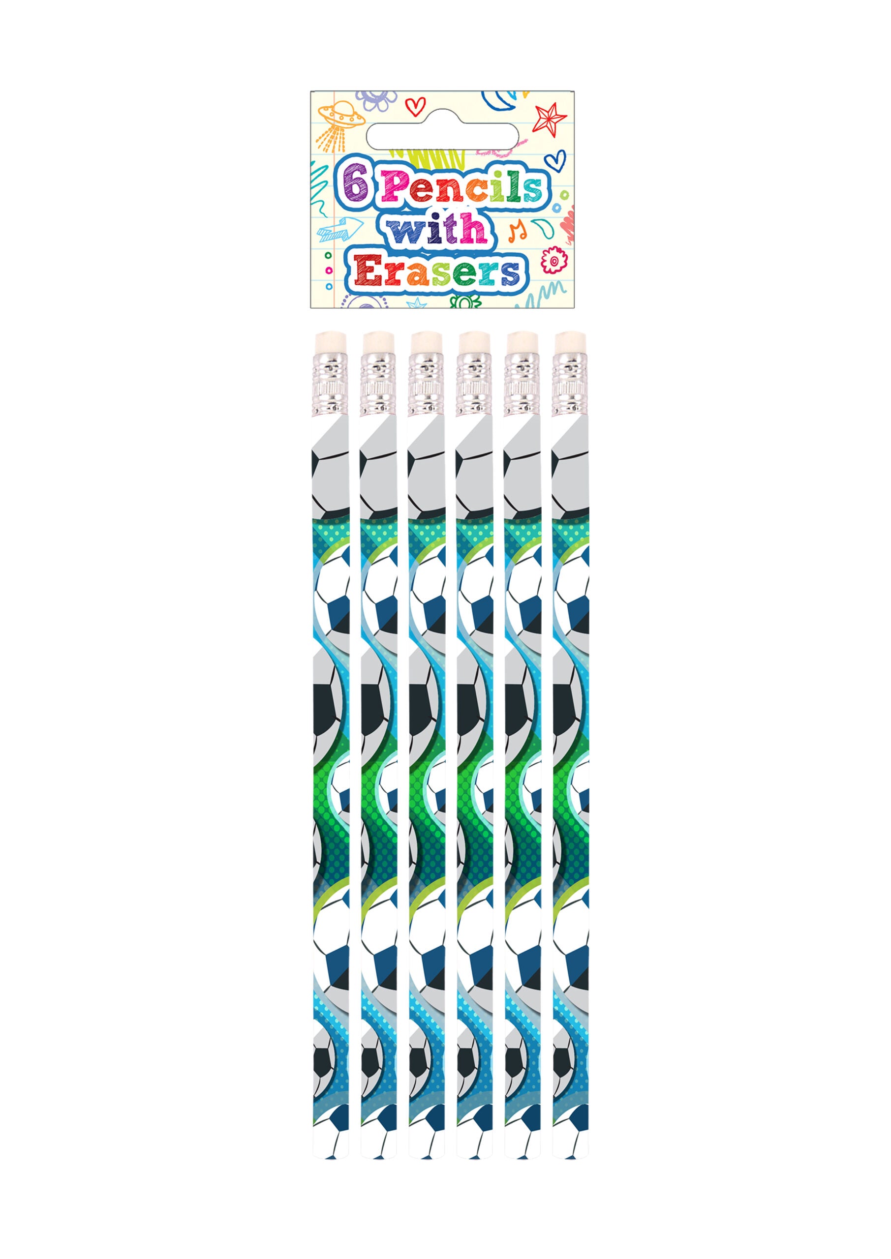 Pack of 6 Football Pencils with Erasers– Shop Inc