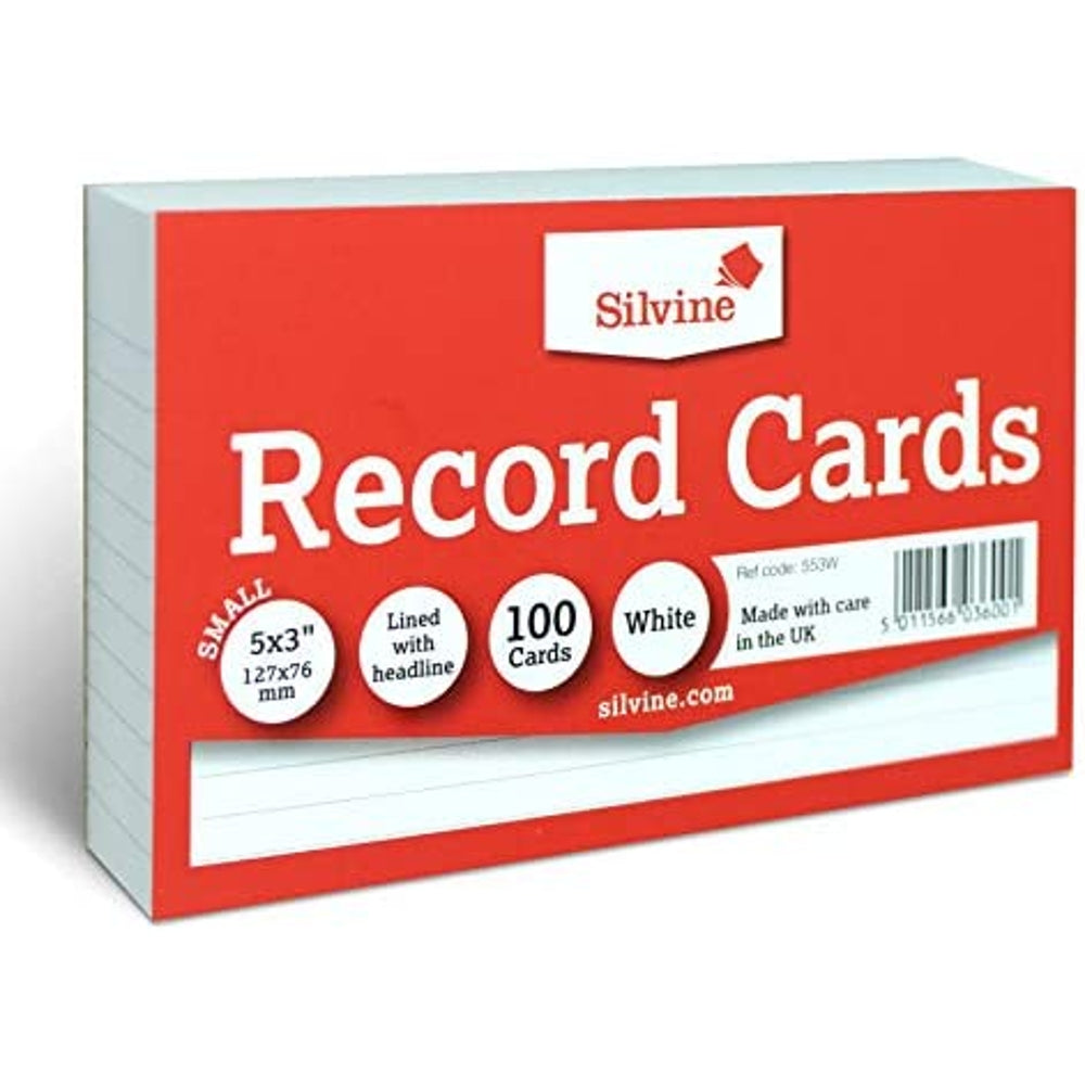 Pack of 100 White Record Cards 5x3" (127 x 76mm)– Shop Inc