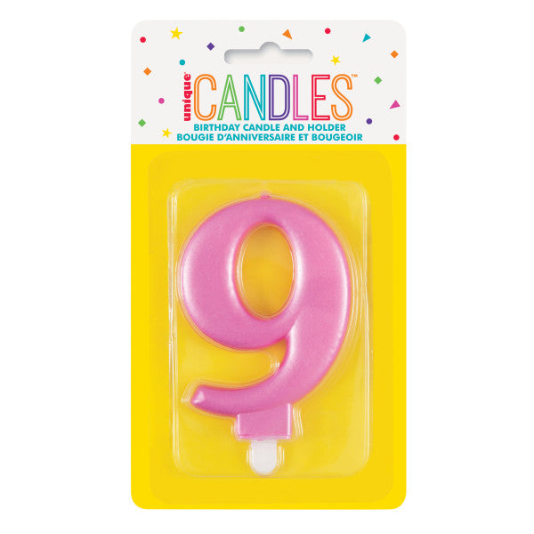 Metallic Pink Number 9 Birthday Candle– Shop Inc