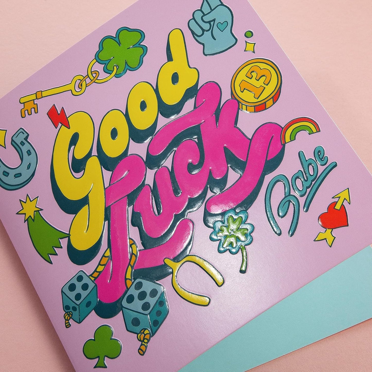 Neon Colour Design 'Icons' Contemporary Good Luck Card– Shop Inc