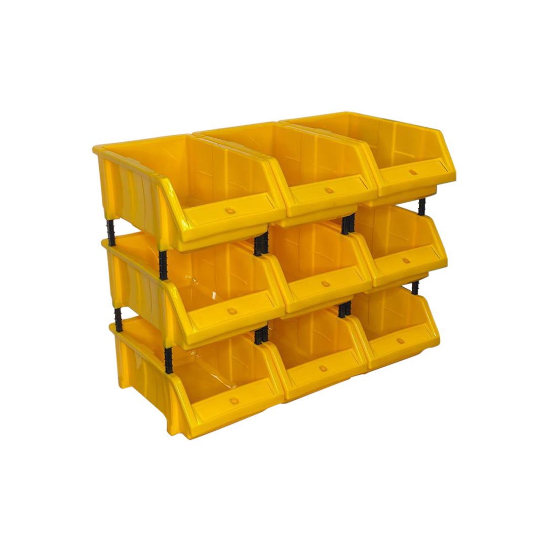 Stackable Yellow Storage Pick Bin with Riser Stands 325x210x130mm– Shop Inc