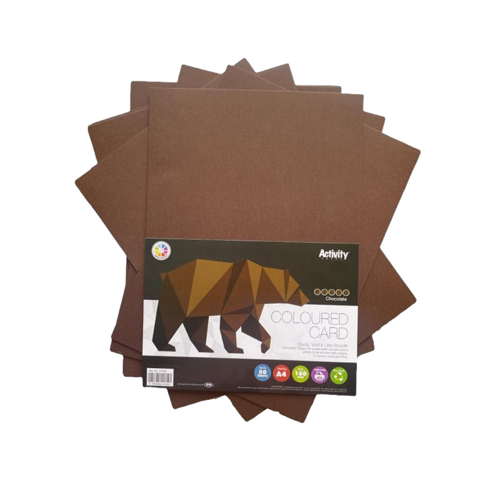 Pack of 50 Sheets A4 Chocolate Brown 160gsm Card by Premier Activity ...