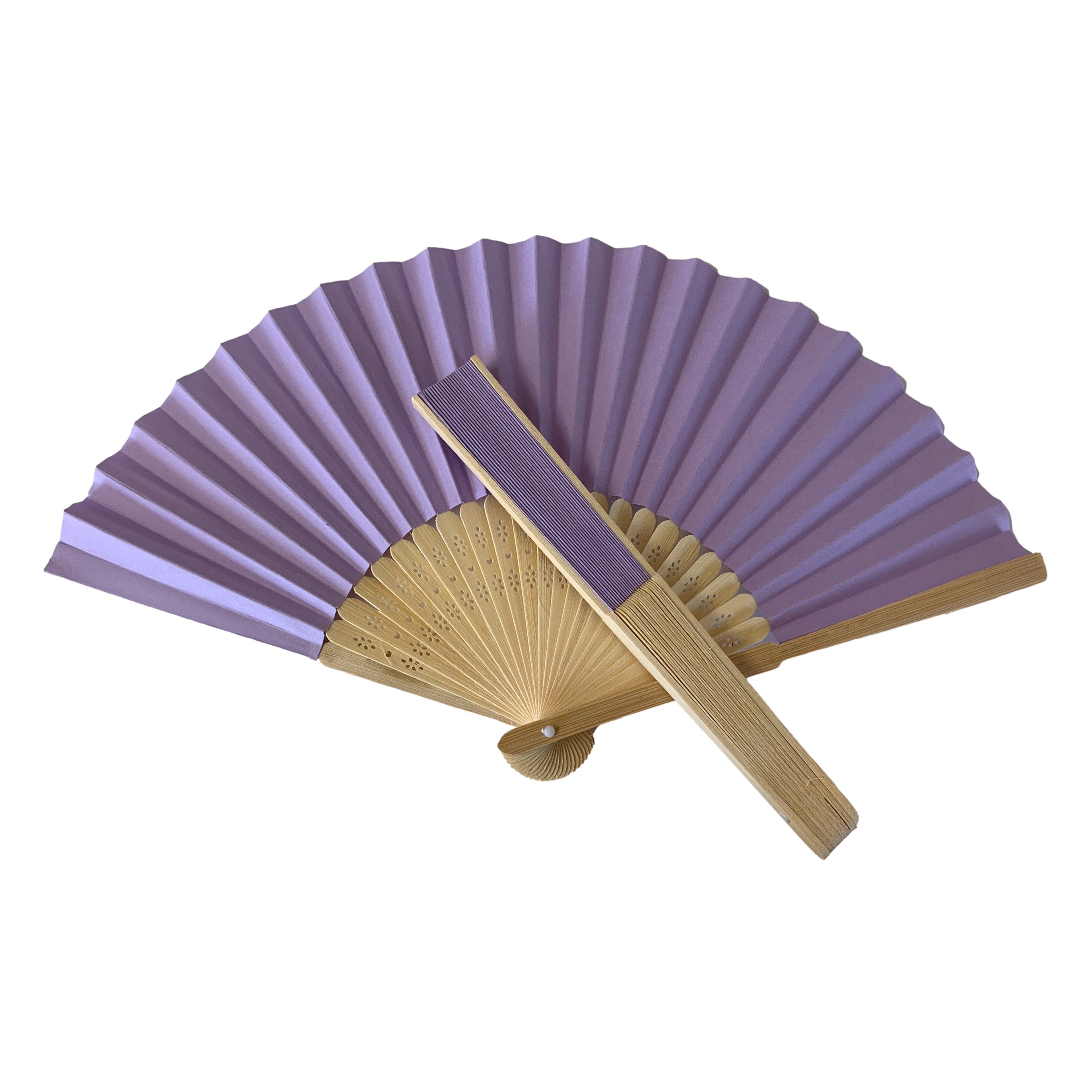 Lavender Paper Foldable Hand Held Bamboo Wooden Fan– Shop Inc