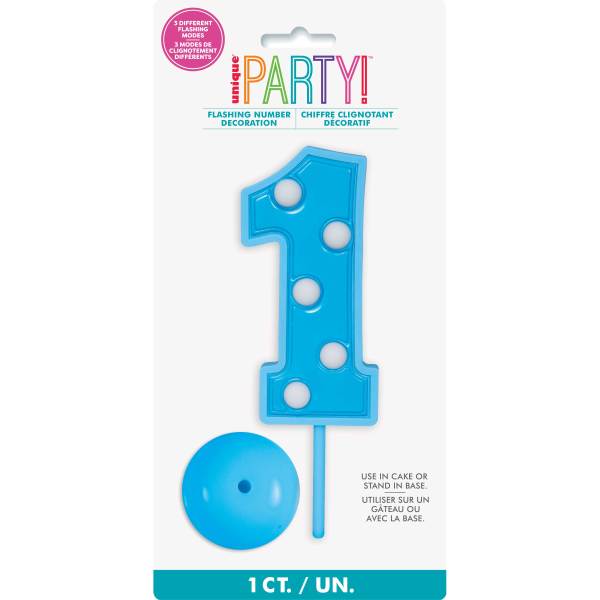 Blue Flashing Number 1 Cake Decoration– Shop Inc