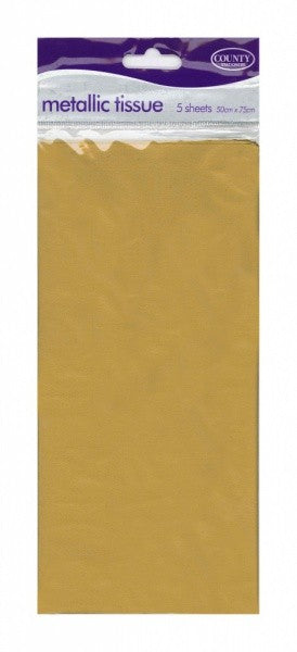 Pack of 5 Gold Metallic Tissue Paper 50x75cm– Shop Inc