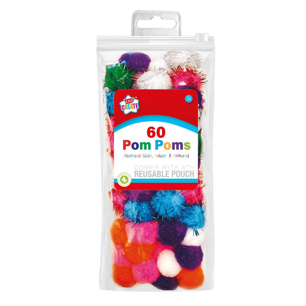 Pack of 60 Assorted Pom Poms– Shop Inc