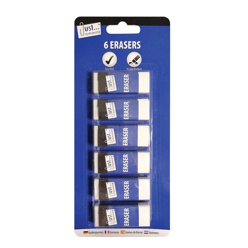 Pack of 6 White Erasers– Shop Inc