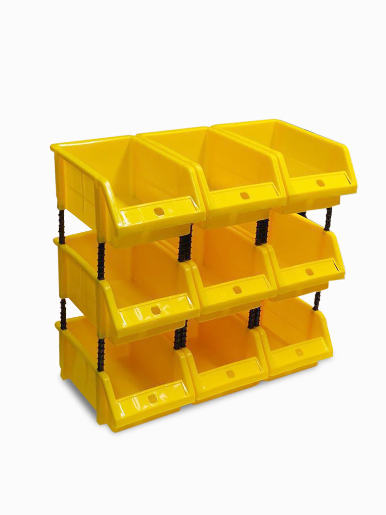 Stackable Yellow Storage Pick Bin with Riser Stands 245x158x108mm– Shop Inc