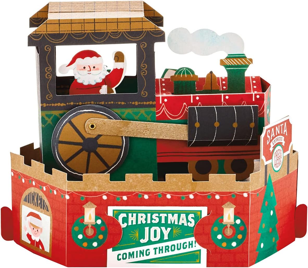 Santa's Polar Express Musical Motion Wheel Pop Up 3D Christmas Card ...