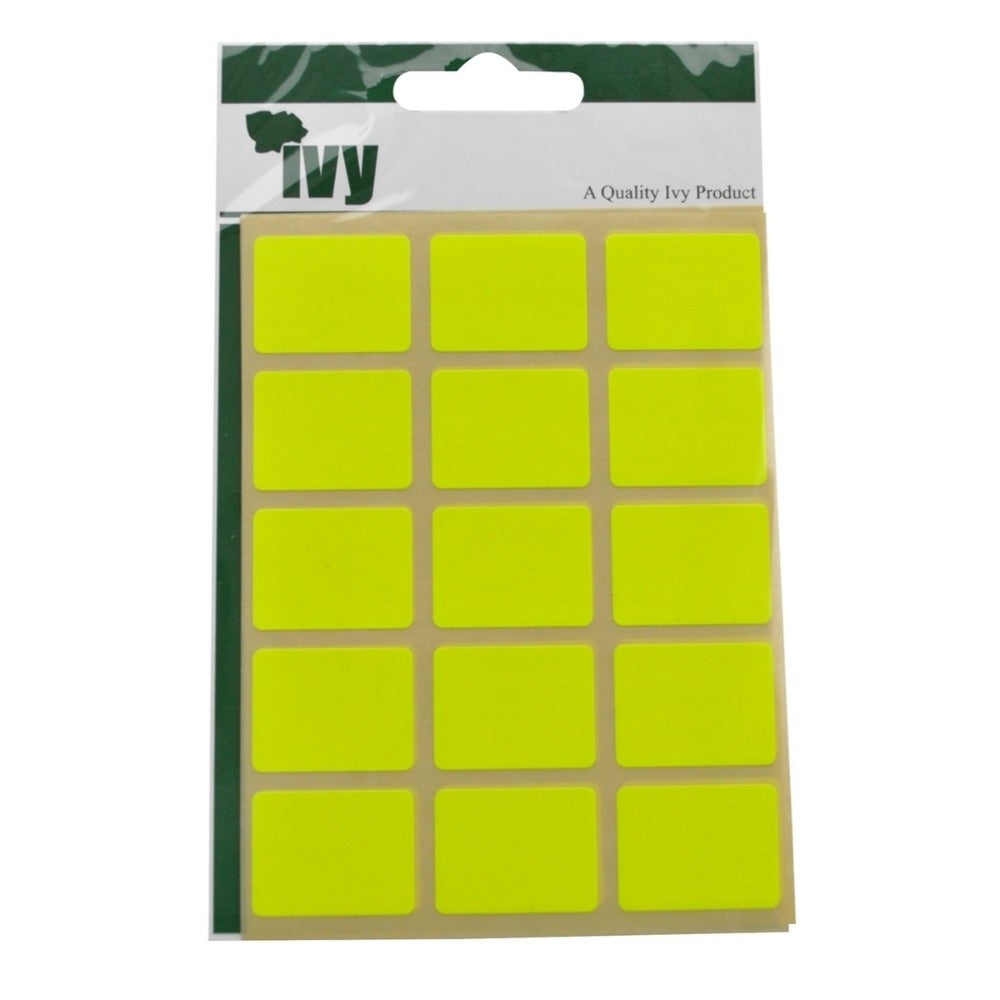 Pack of 60 Yellow Fluorescent 19x25mm Rectangular Labels– Shop Inc