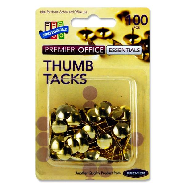 Pack of 100 Brass Thumb Tacks by Premier Office– Shop Inc