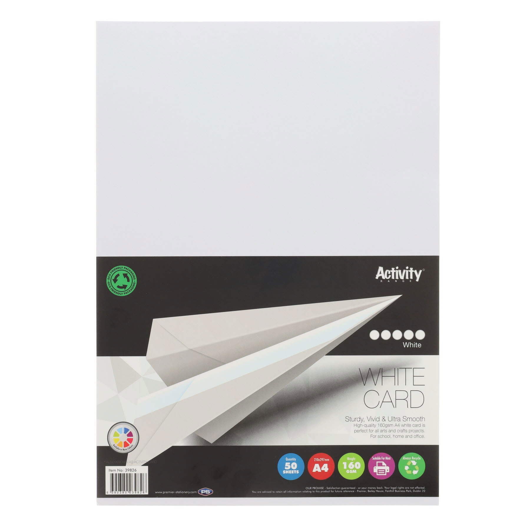 Pack of 50 A4 160gsm White Card Sheets by Premier Activity– Shop Inc