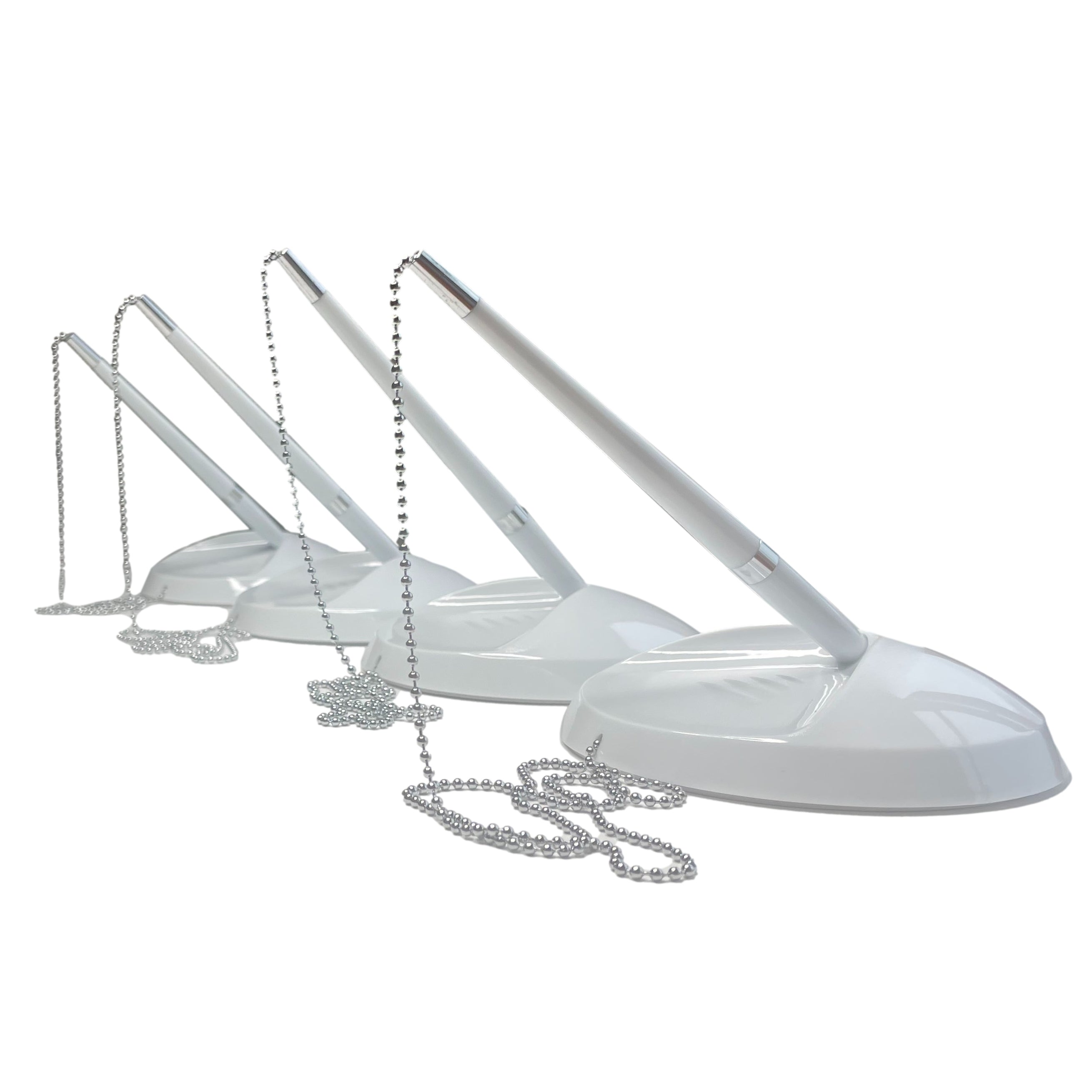 Pack of 4 White Reception Counter Pens on Chain– Shop Inc