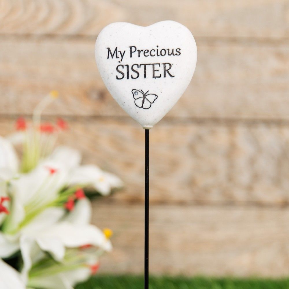Graveside Plaque Thoughts Of You Resin Heart on Stick - Sister– Shop Inc
