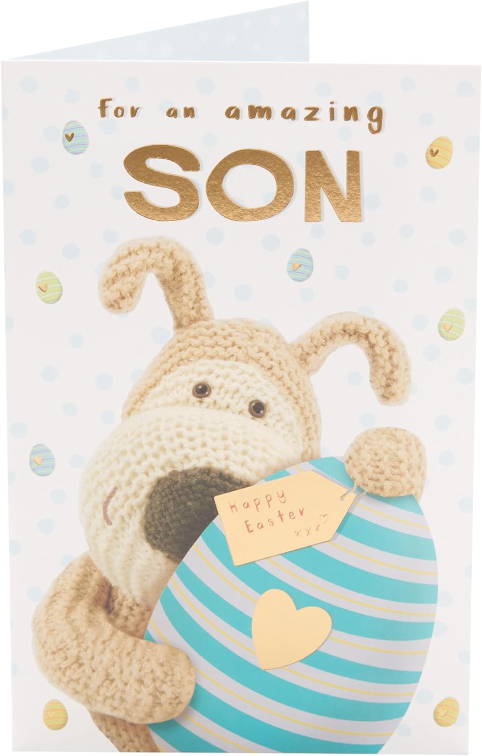 Boofle Blue Stripe Egg Design Son Easter Card– Shop Inc