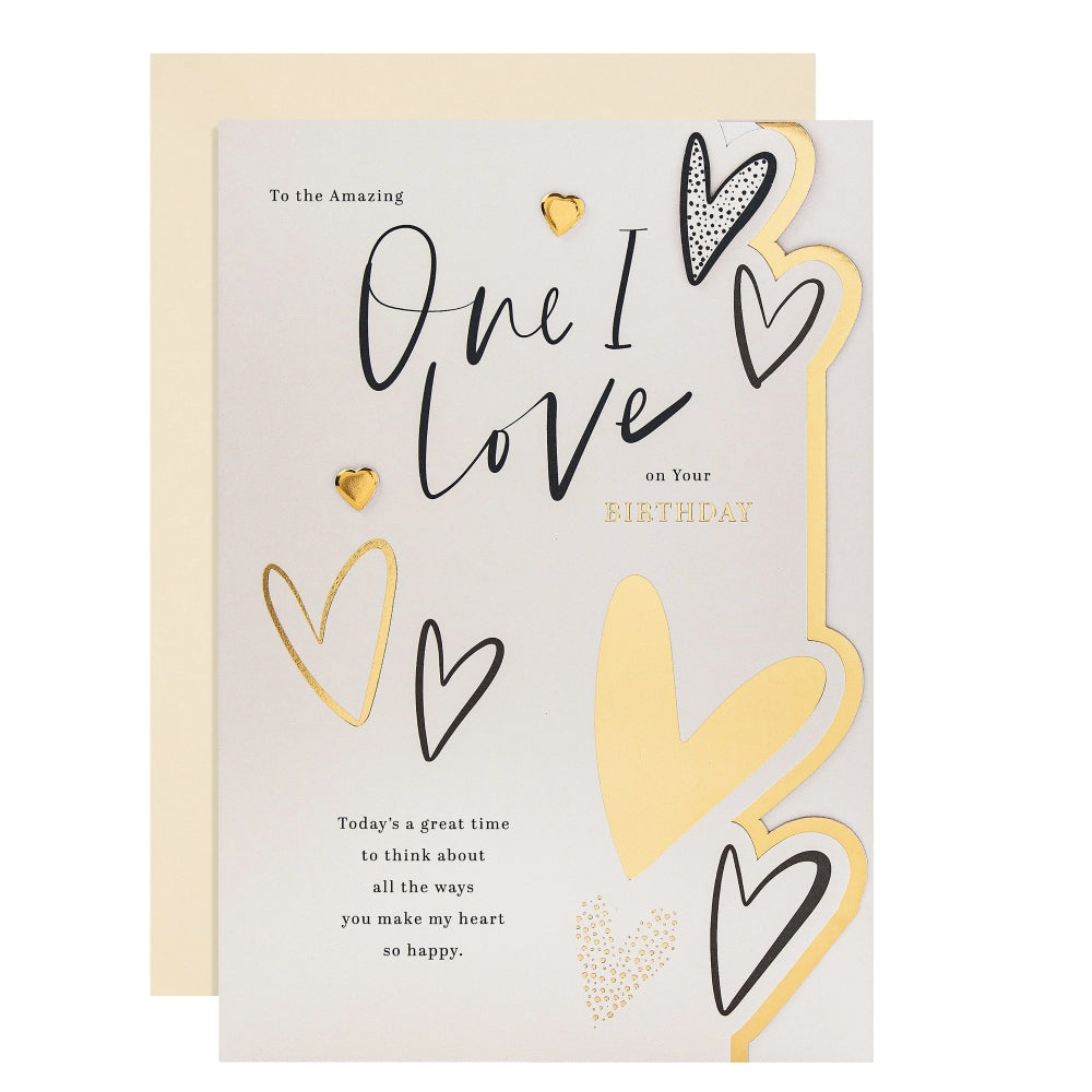 Gold Foil Hearts Design & Heartfelt Verse Foe One I Love Birthday Card ...