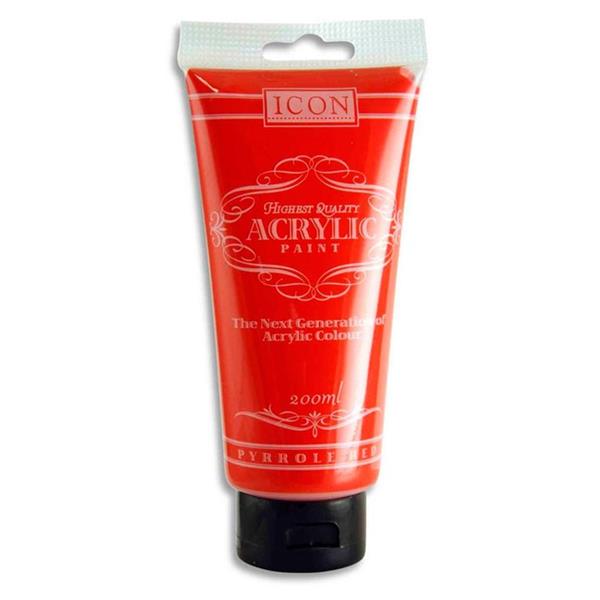 Pyrrole Red Acrylic Paint 200ml by Icon Art– Shop Inc
