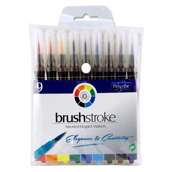 Pack of 9 Assorted Brush Stroke Markers by Pro:scribe– Shop Inc
