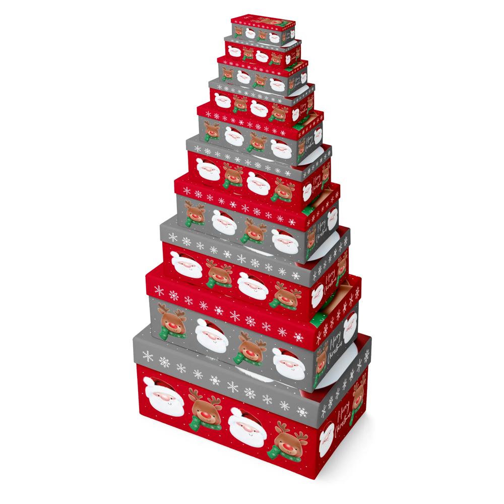 Pack of 10 Santa & Reindeer Oblong Christmas Nested Boxes– Shop Inc