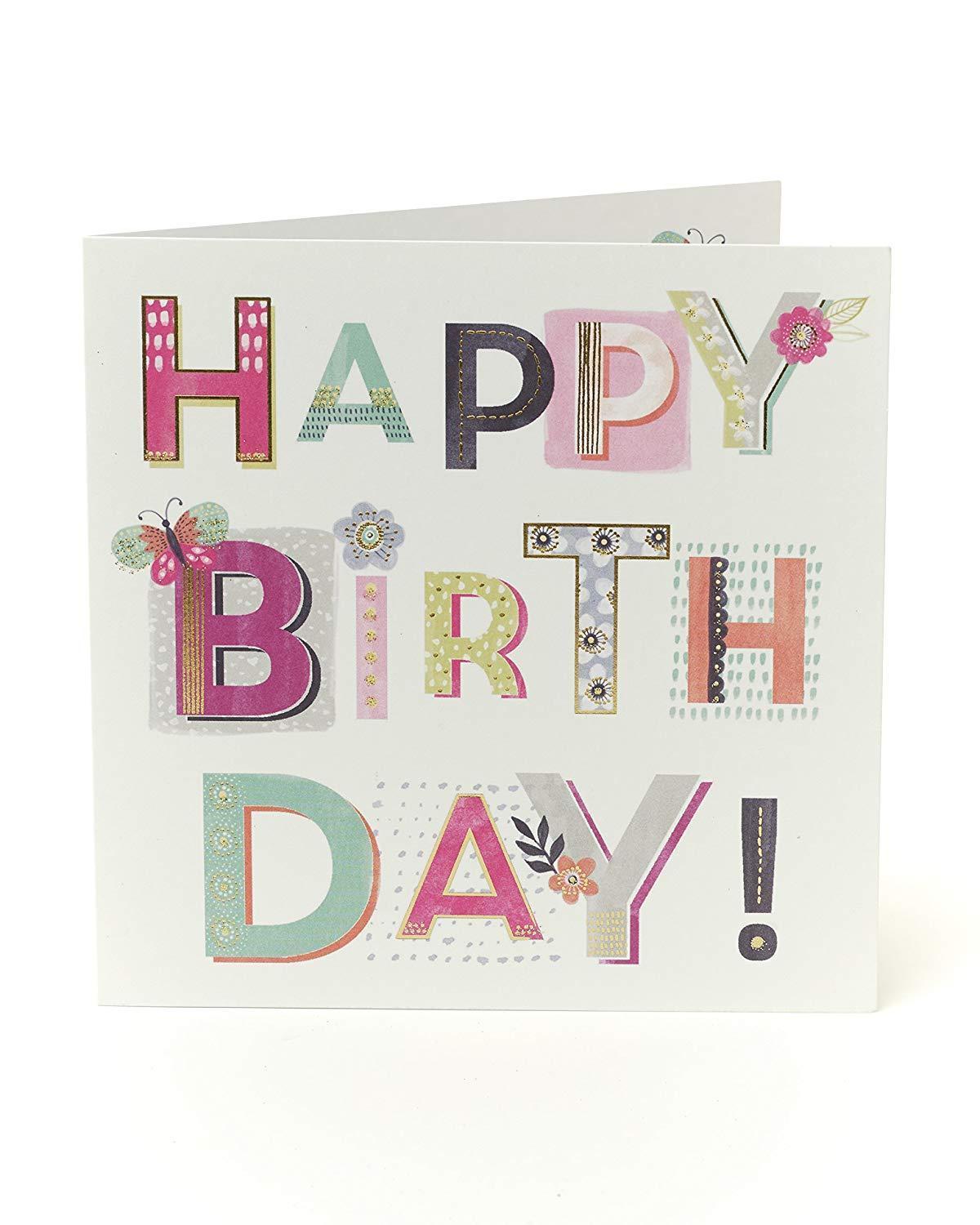 Pretty Birthday Card for Her Happy Birthday Lettering– Shop Inc