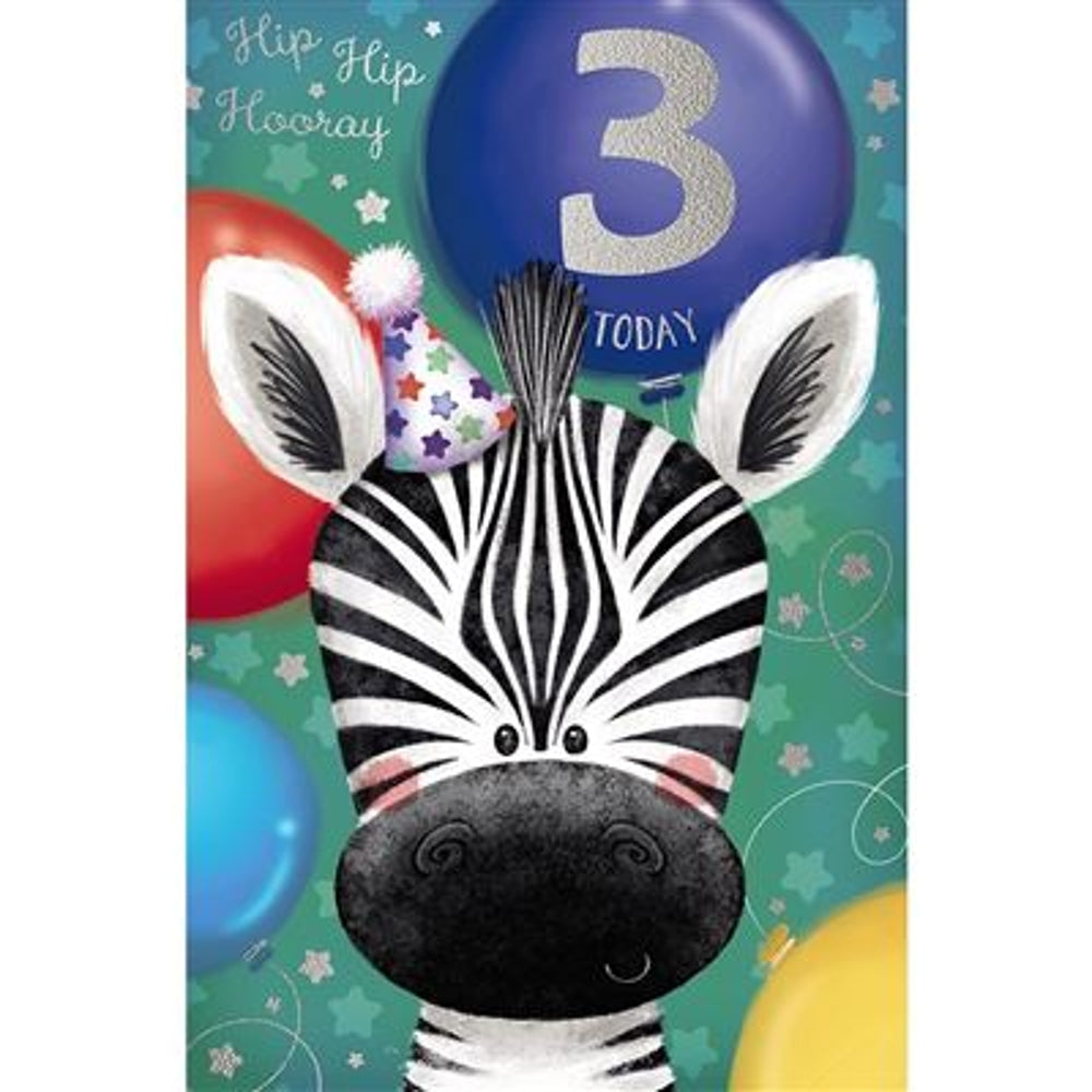 Zebra Head Design 3rd Birthday Boy Card– Shop Inc