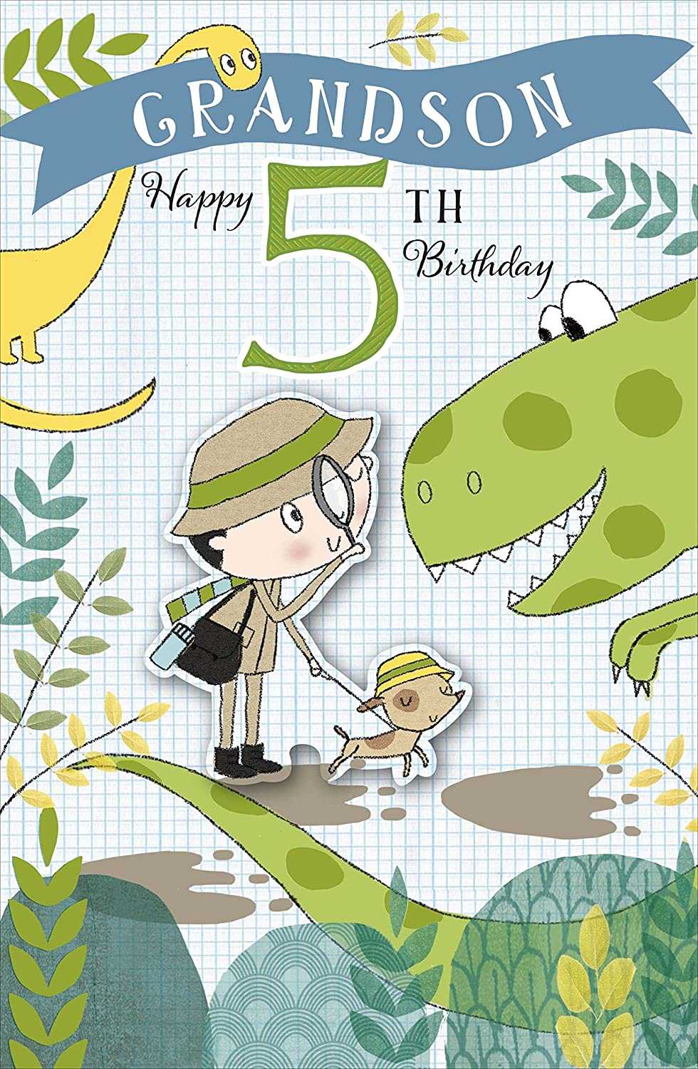 Cute Explorer and Dinosaur Design Grandson 5th Birthday Card– Shop Inc