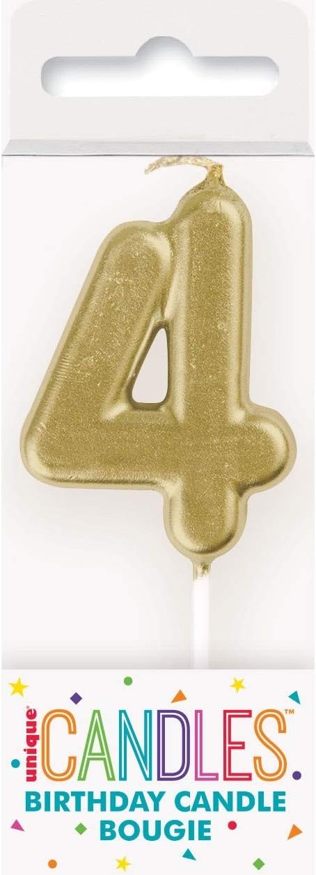 Mini Metallic Gold Number 4 Pick Birthday Candle– Shop Inc