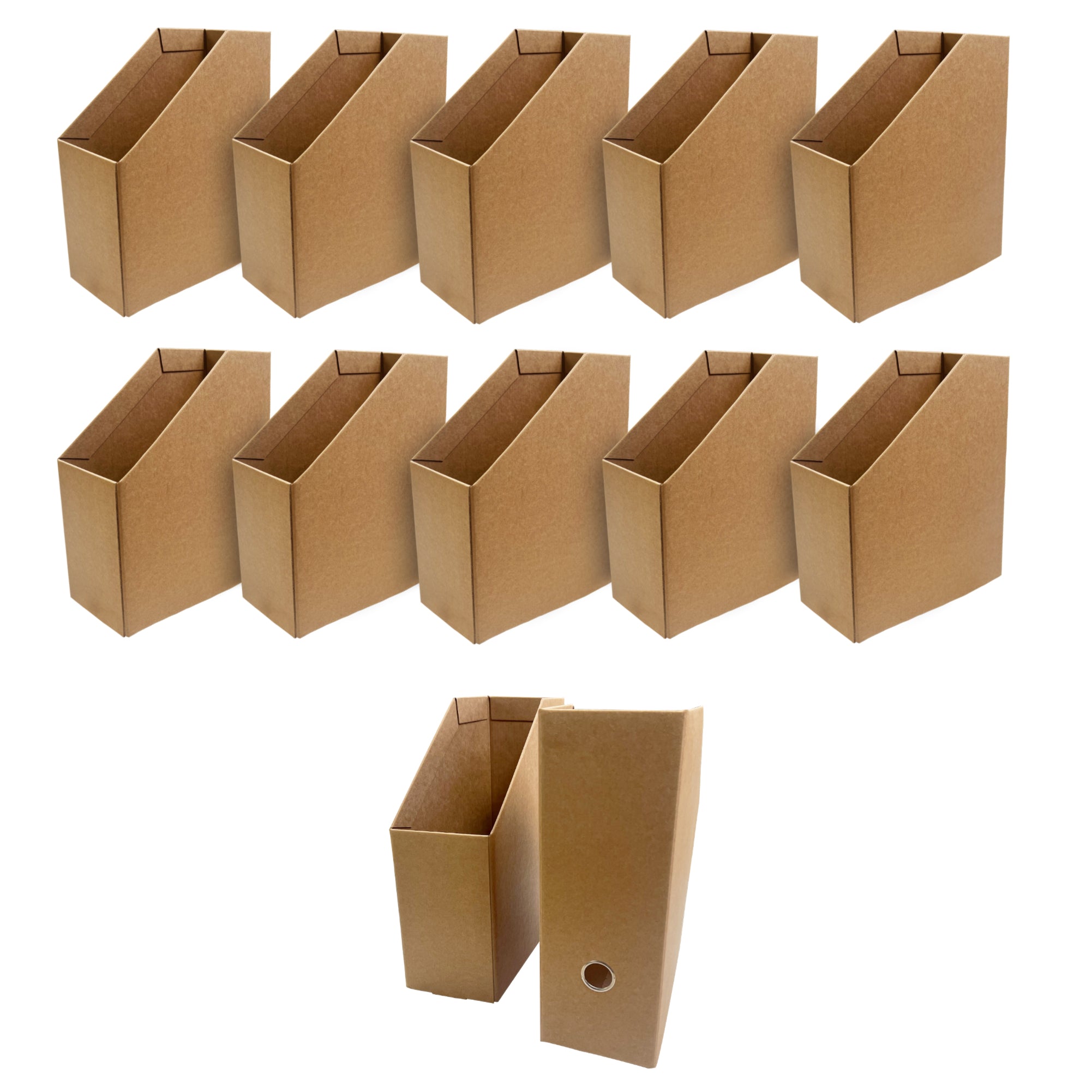 Pack of 6 Kraft Magazine Files Corrugated Cardboard Desk Organiser ...