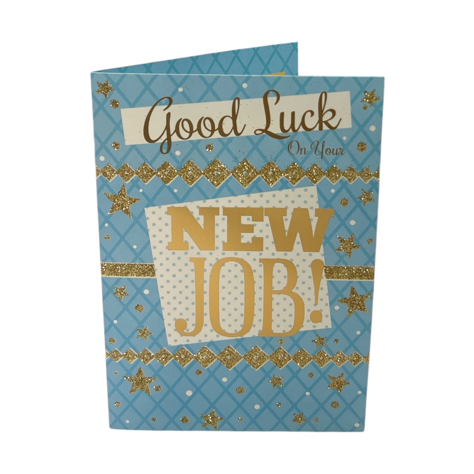Good Luck On Your New Job Gold Stars Blue Greeting Card– Shop Inc