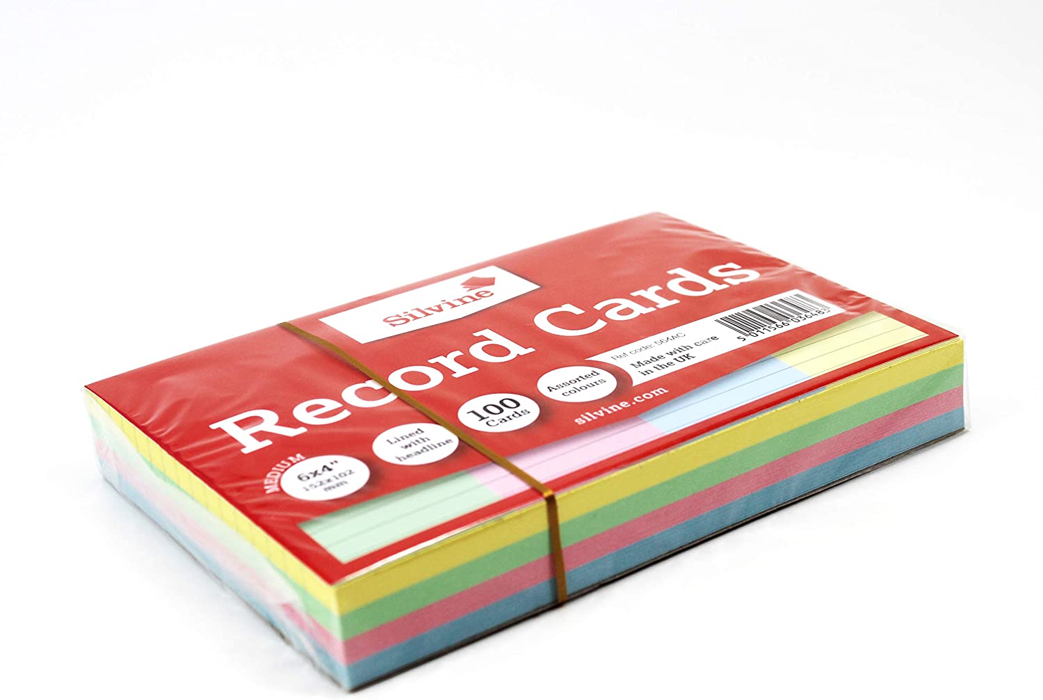 Pack of 100 Silvine Ruled Assorted Coloured Record Cards 152x101mm ...