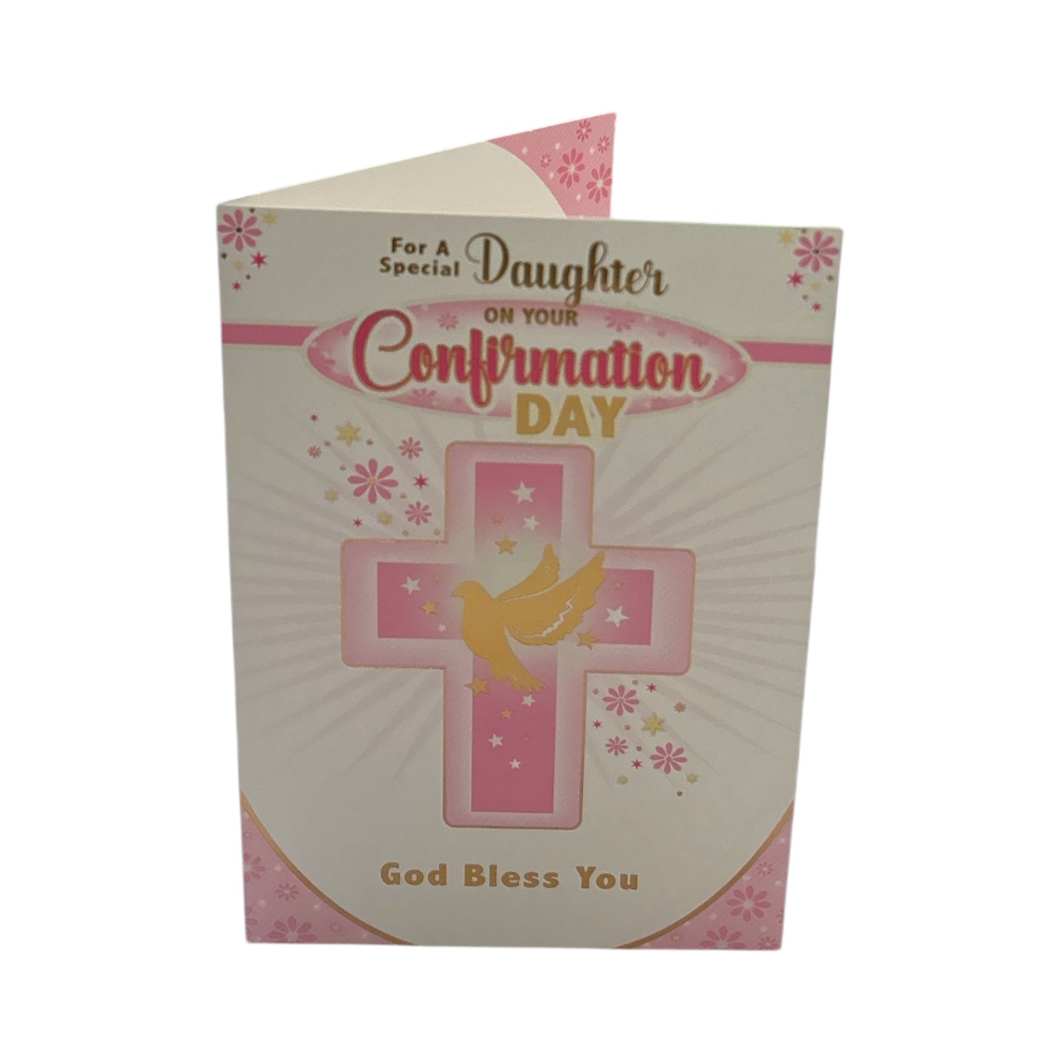 For Daughter Dove And Cross Pink Design Confirmation Religious Greetin ...