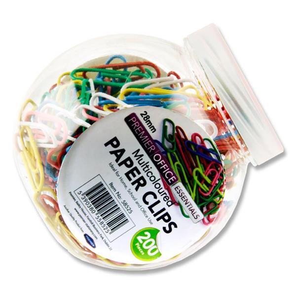 Tub of 200 28mm Multicoloured Paper Clips by Premier Office– Shop Inc
