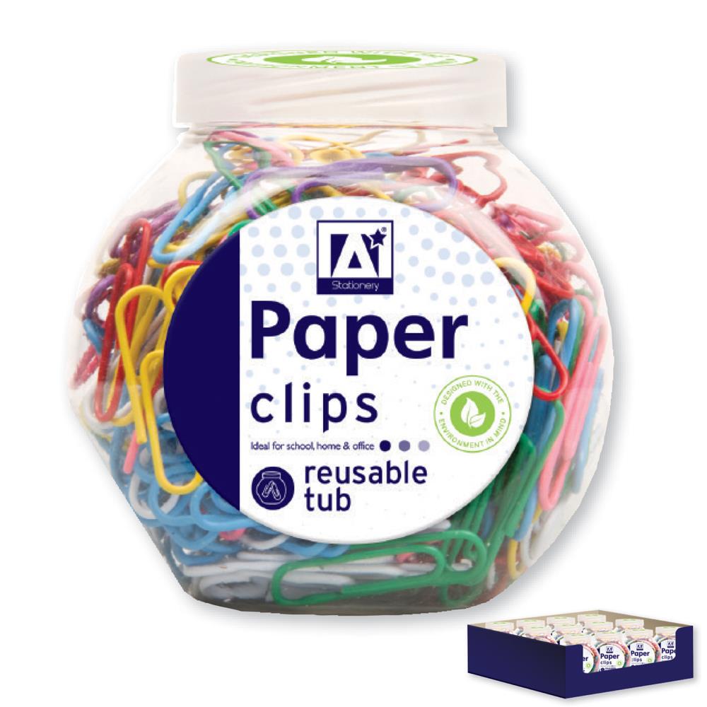 Tub of 200 Assorted Colour Paper Clips– Shop Inc