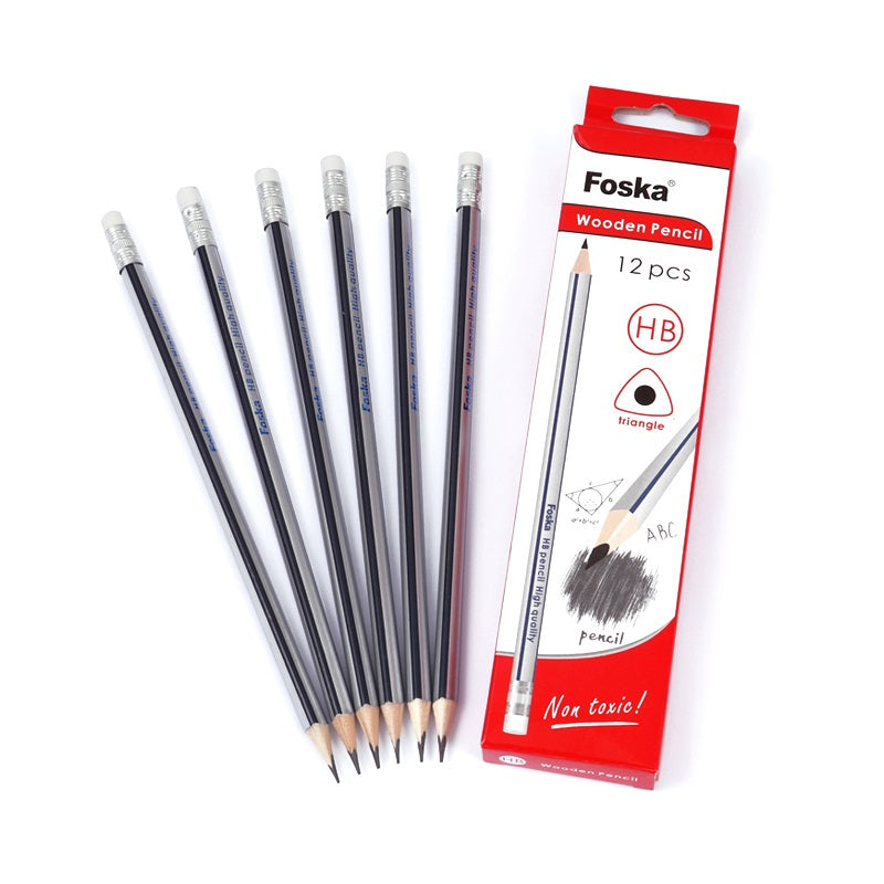 Pack of 12 Sharpened Wooden Triangle HB Pencils with Eraser– Shop Inc