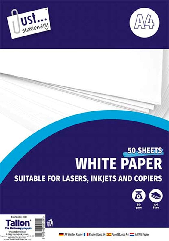 Pack of 50 A4 80gsm White Copy Paper Sheets– Shop Inc