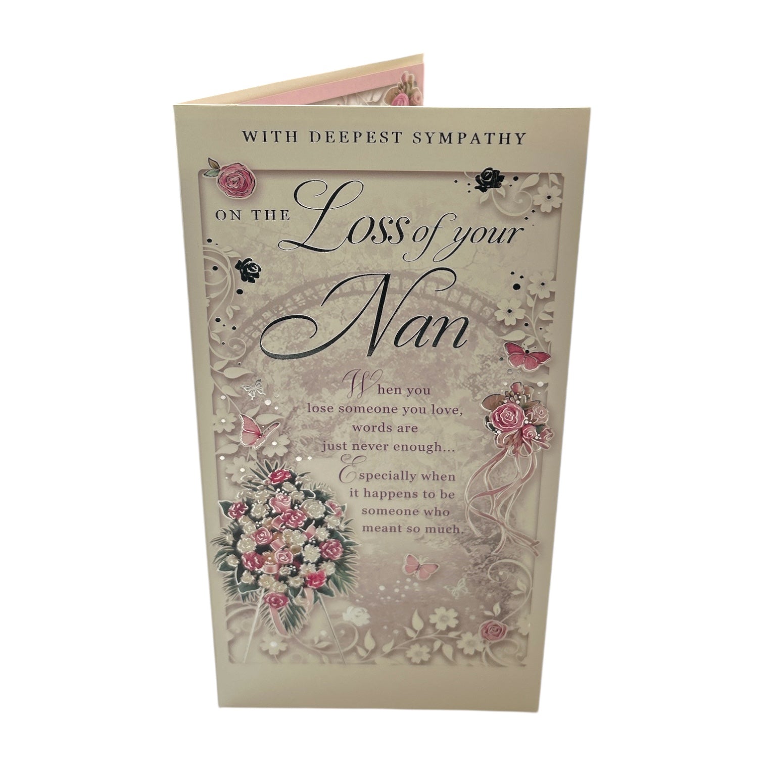 On The Loss of Your Nan Embossed Flowers Design Sympathy Opacity Card ...