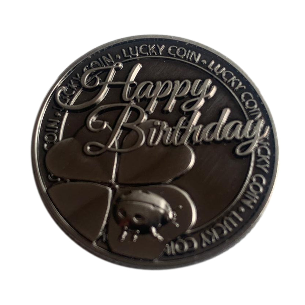 Happy Birthday Clover Design Cherished Lucky Coin Engraved Message Kee ...