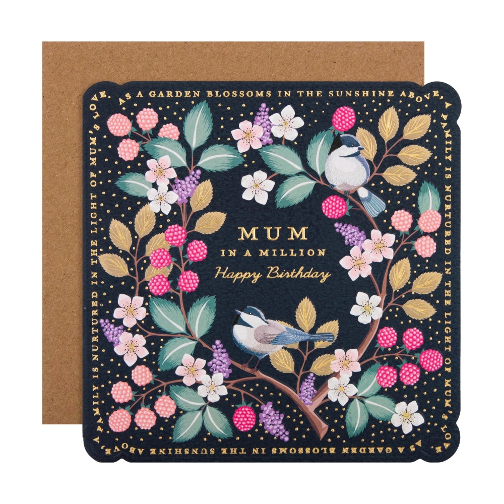 Raspberries Flower Border Design Mum Birthday Card– Shop Inc