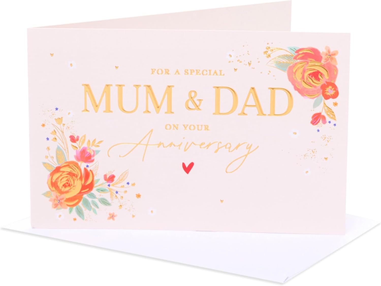 Gold Text Design Mum & Dad Wedding Anniversary Congratulations Card ...